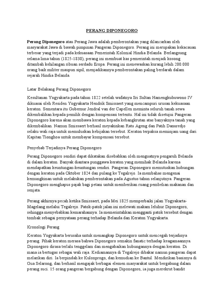 Sejarah Perang Diponegoro | PDF | Politik | Perjalanan