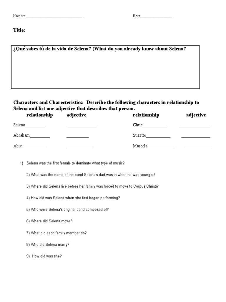 Selena Movie Map | PDF