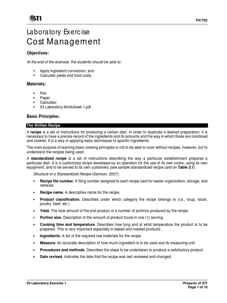 03 Laboratory Exercise 1 | PDF | Foods | Teaspoon