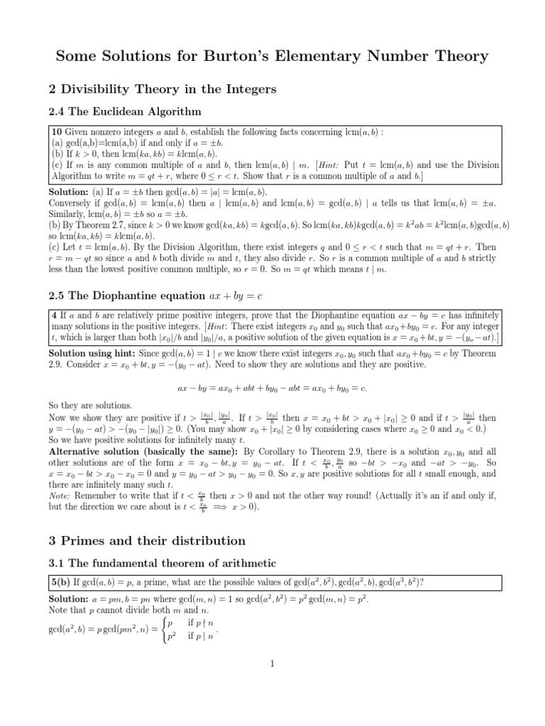Some Solutions For Burton's Elementary Number Theory: 2 Divisibility ...