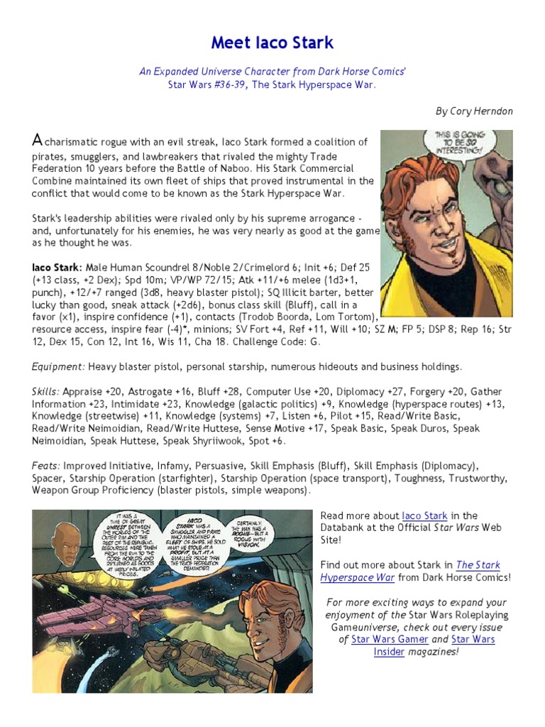 Character - Iaco Stark | PDF | Galactic Empire (Star Wars)