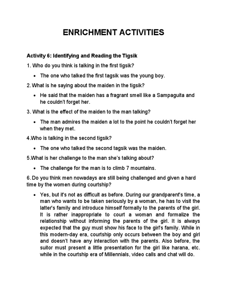 Enrichment Activities | PDF