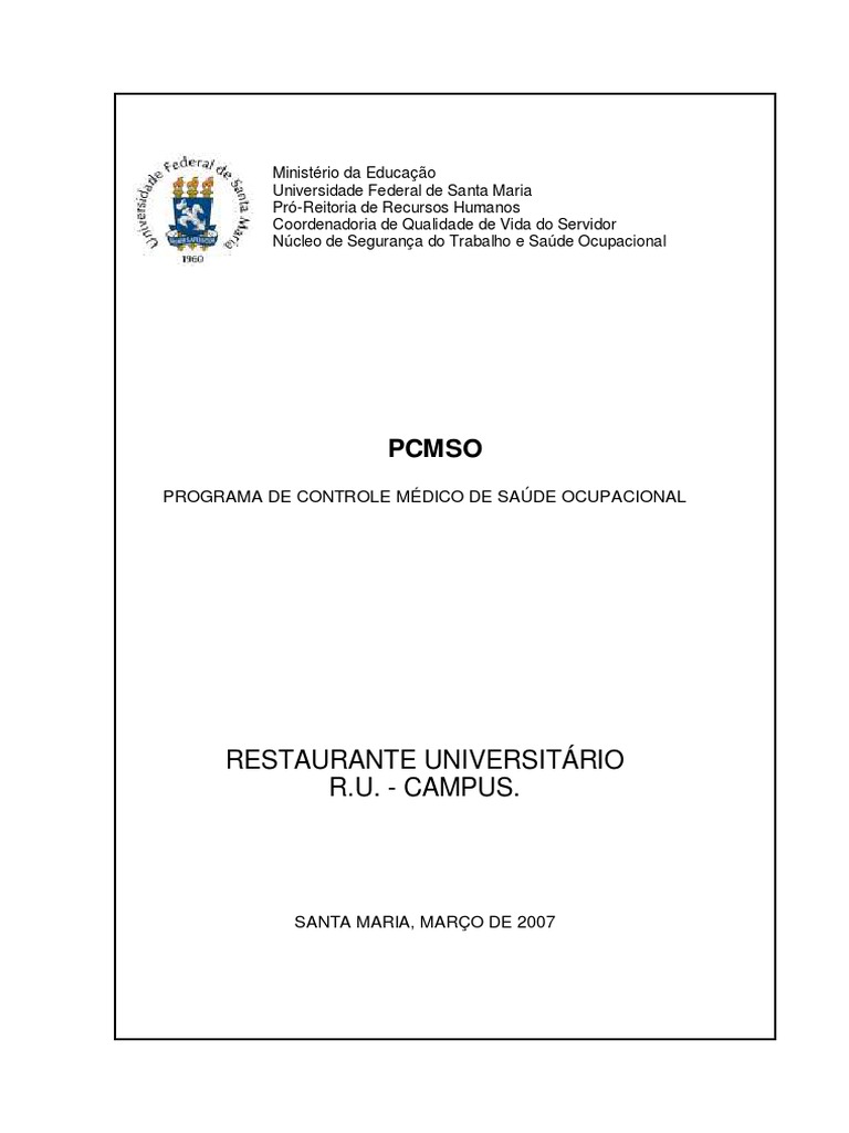 PCMSO: Programa de Saúde Ocupacional | PDF | Terapia ocupacional ...