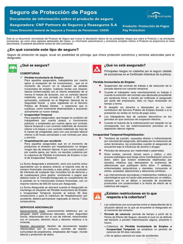 IPID Payin7 | PDF | Seguro | Póliza de seguros