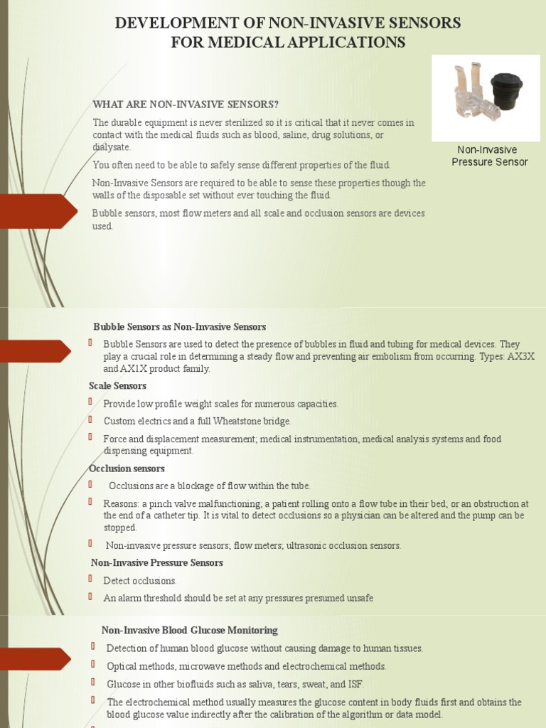 Non-Invasive Medical Sensors Overview | PDF | Biosensor | Sensor