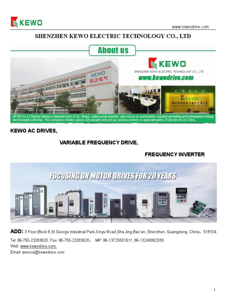 KEWO VFD and Inverter Manuals Overview | PDF | Electric Motor | Power ...