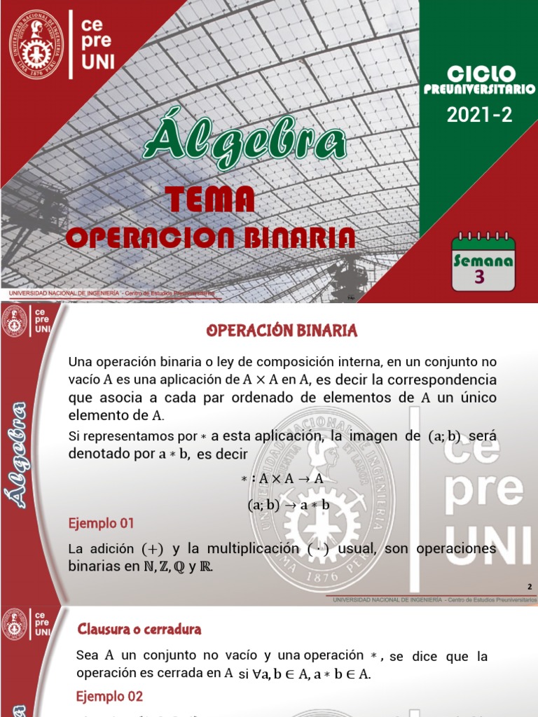 C.1.operación Binaria | PDF | Función (Matemáticas) | Conjunto ...