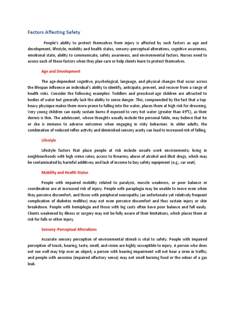 Factors Affecting Safety | PDF | Patient Safety | Adolescence