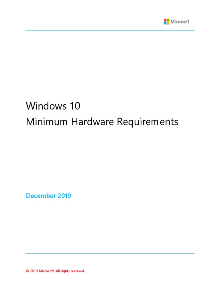 Windows 10 Minimum Hardware Requirements | PDF | Microsoft Windows ...