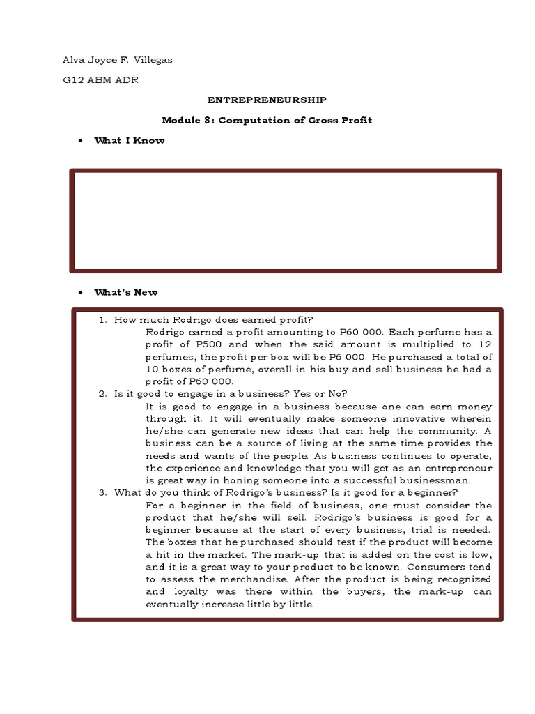 Entrep 8 | PDF | Gross Income | Net Income