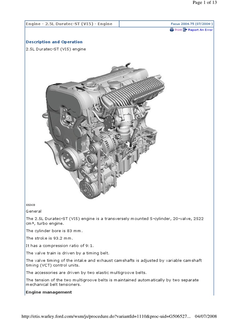 Description and Operation: Engine - 2.5L Duratec-ST (VI5) - Engine ...