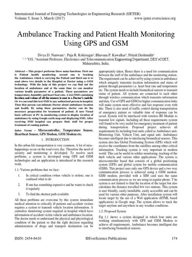 Ambulance Tracking and Patient Health Monitoring Using GPS and GSM ...