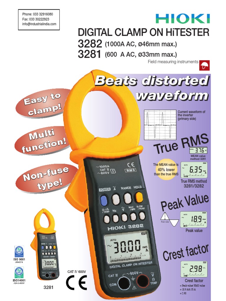 Digital 1000 Ampere AC Clamp Meter HIOKI 3282 | Alternating Current ...