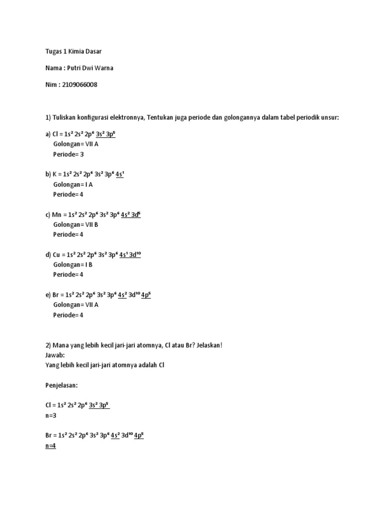 Tugas Kimia Dasar | PDF