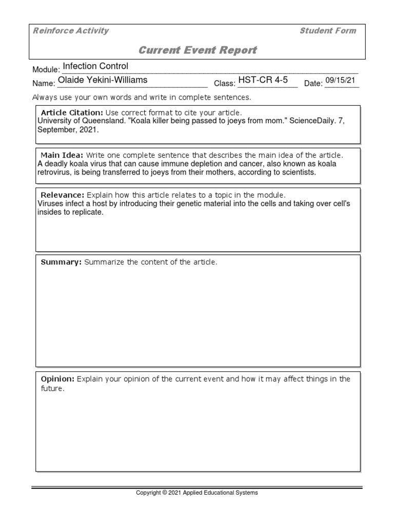 Current Event Report | PDF