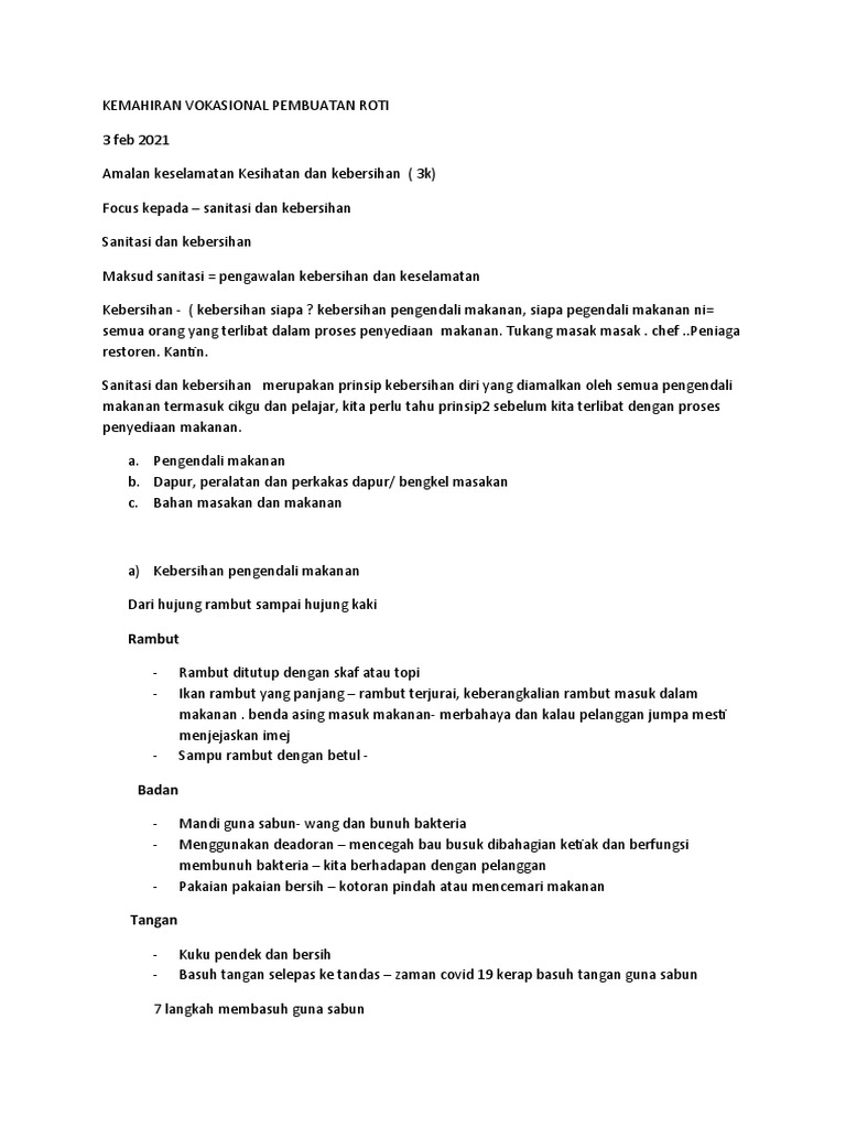 Kemahiran Vokasional Pembuatan Roti Nota | PDF