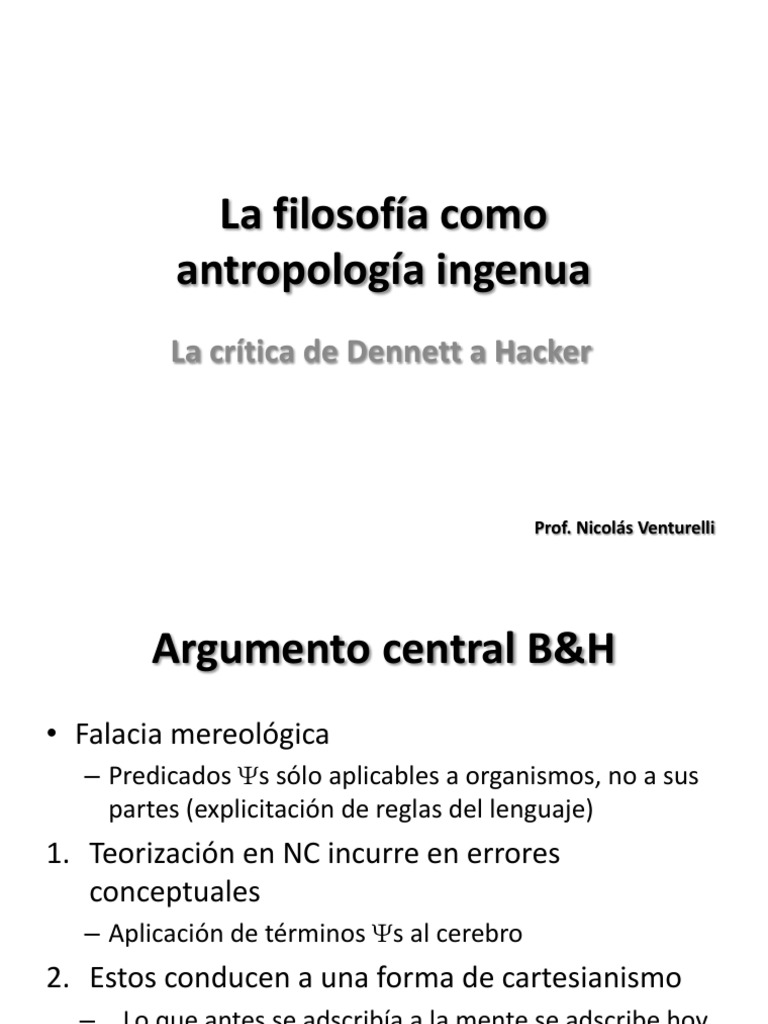 Clase Bennett-Hacker-Dennett | PDF | Sicología | Verdad