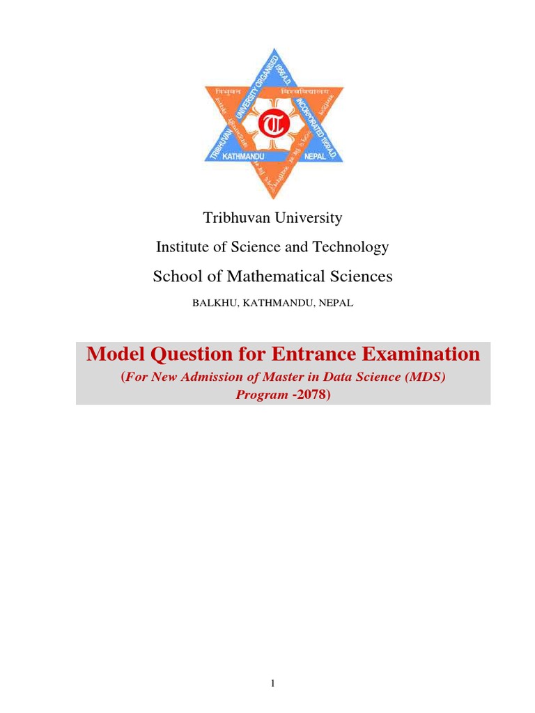 1.MDS Final Entrance Model Questions 2078 | PDF | Mean | Standard Deviation
