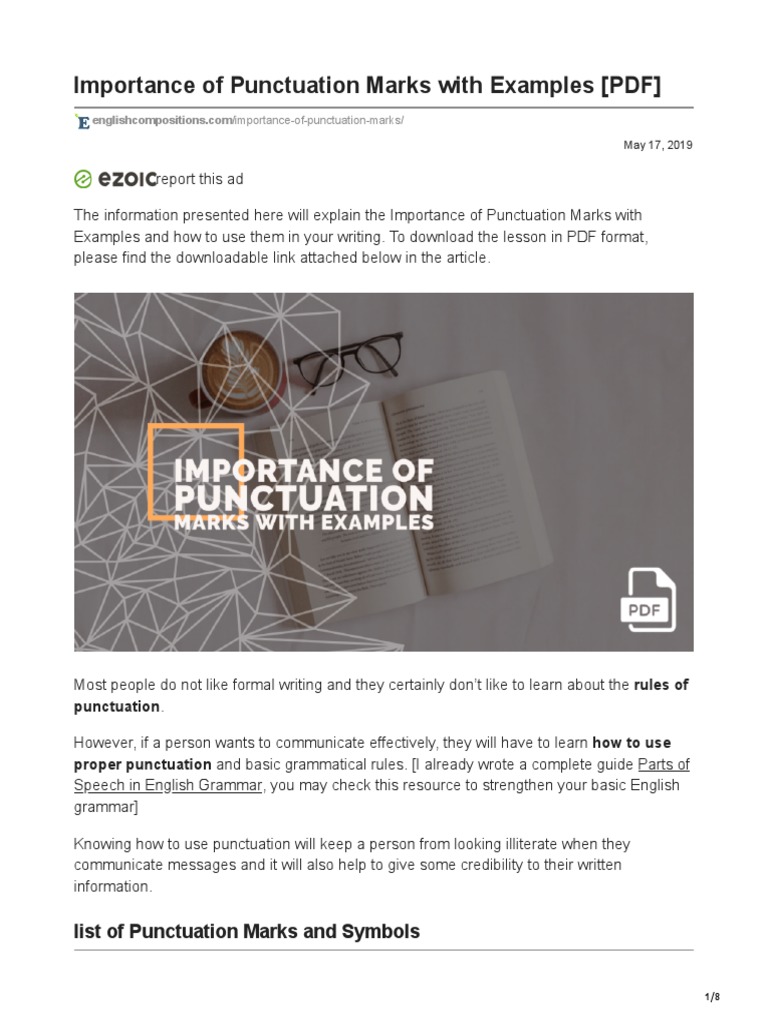 Importance of Punctuation Marks With Examples PDF | PDF | Punctuation | Bracket