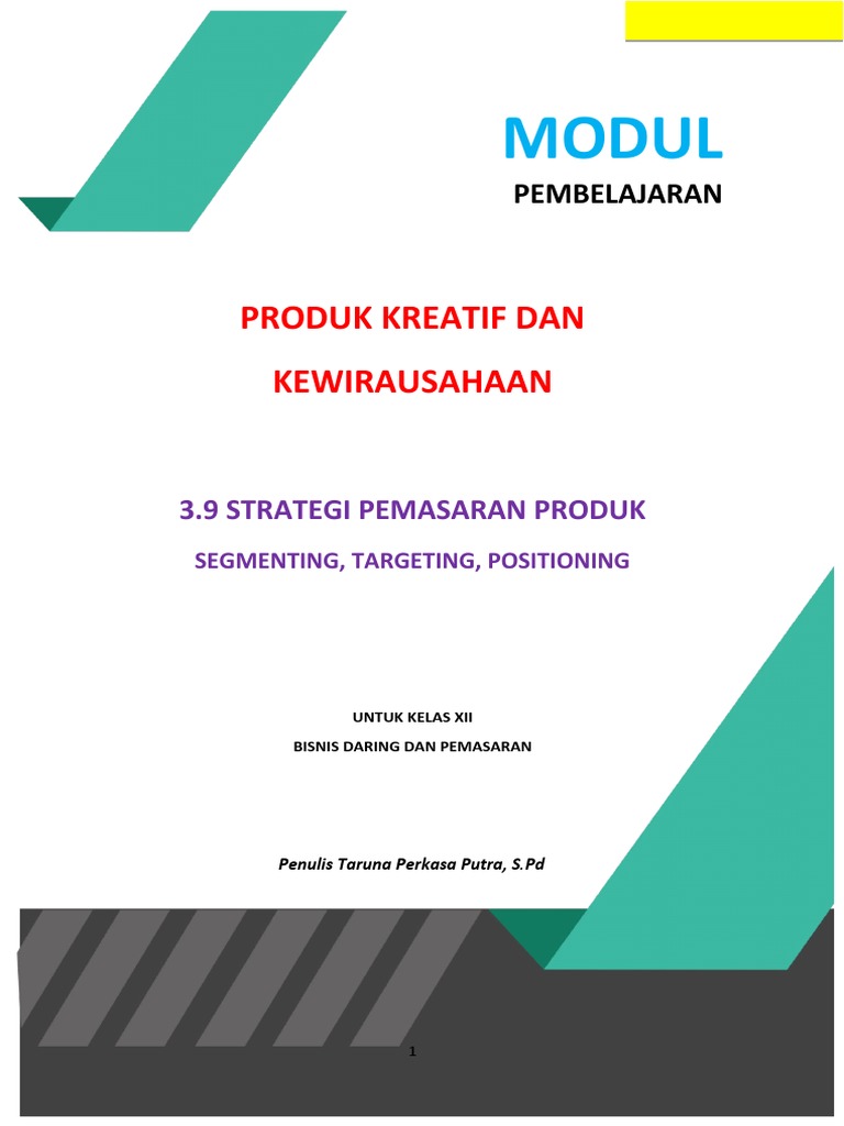 Modul Bahan Ajar 3.9 Strategi Pemasaran Produk STP | PDF