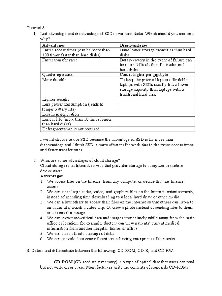Computing Essential Tutorial 8 | PDF | Solid State Drive | Hard Disk Drive