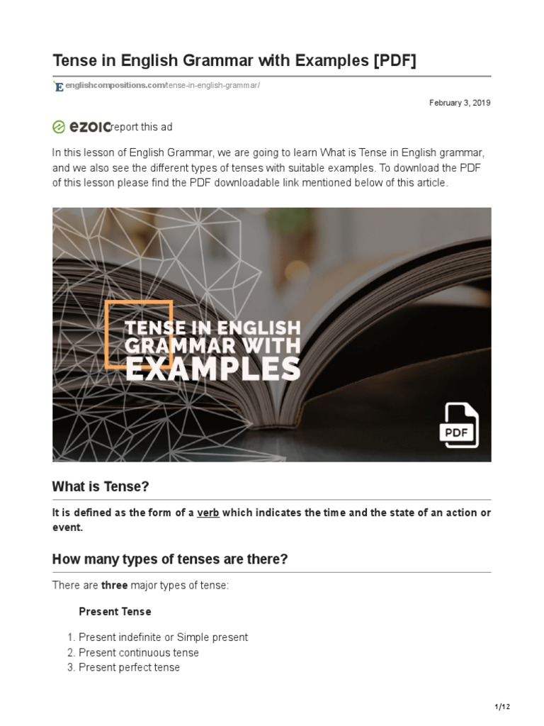 Tense in English Grammar With Examples PDF | PDF | Grammatical Tense ...