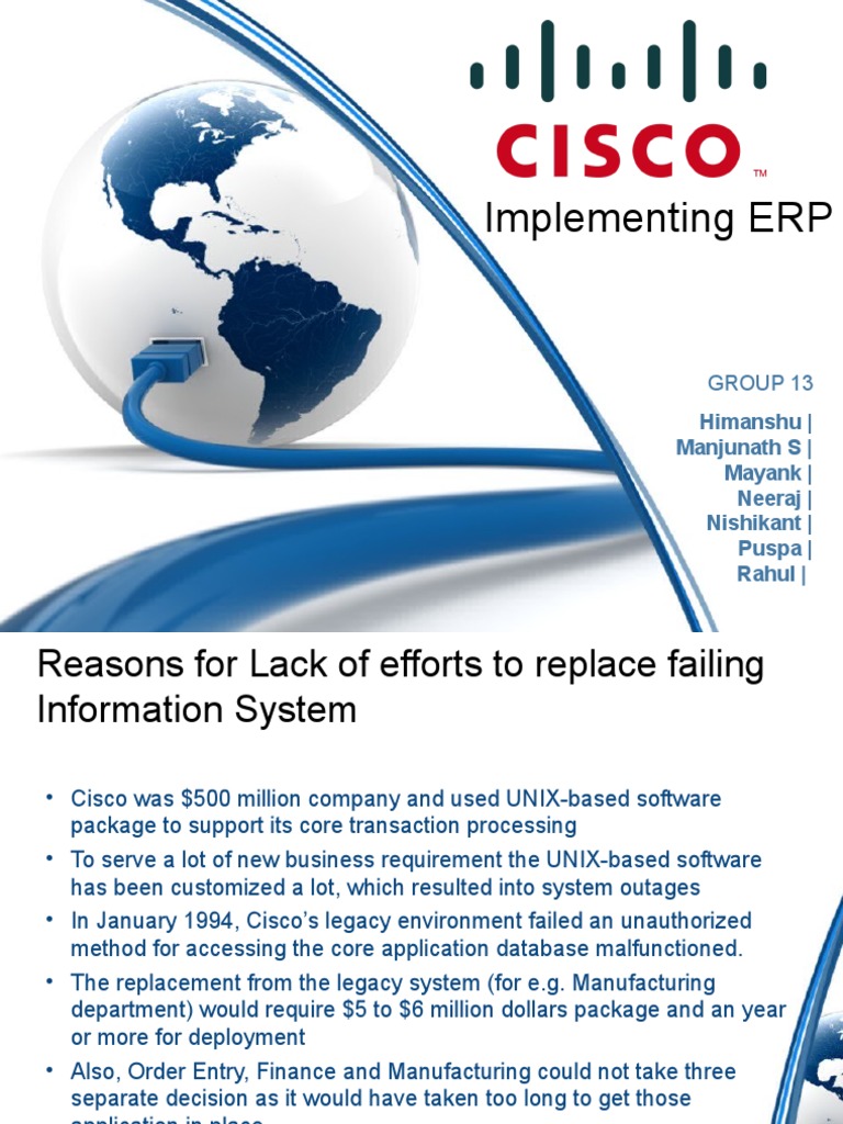 Cisco - Implementing ERP - Group - 13 | PDF | Enterprise Resource ...