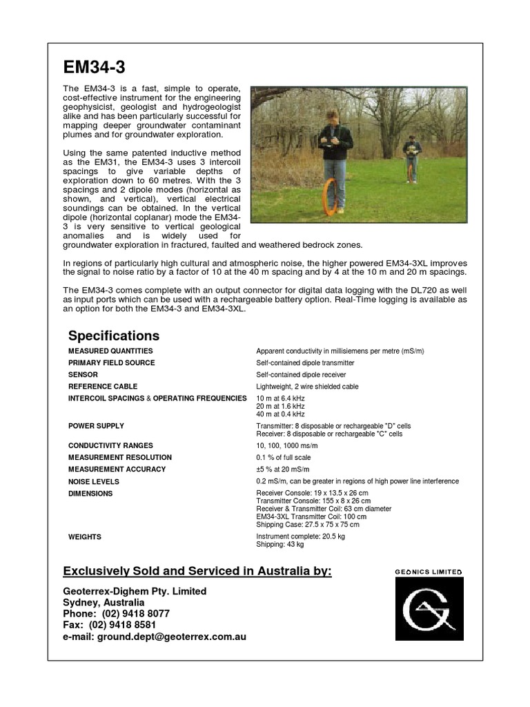 EM34-3 Groundwater Mapping Instrument | PDF | Transmitter | Groundwater