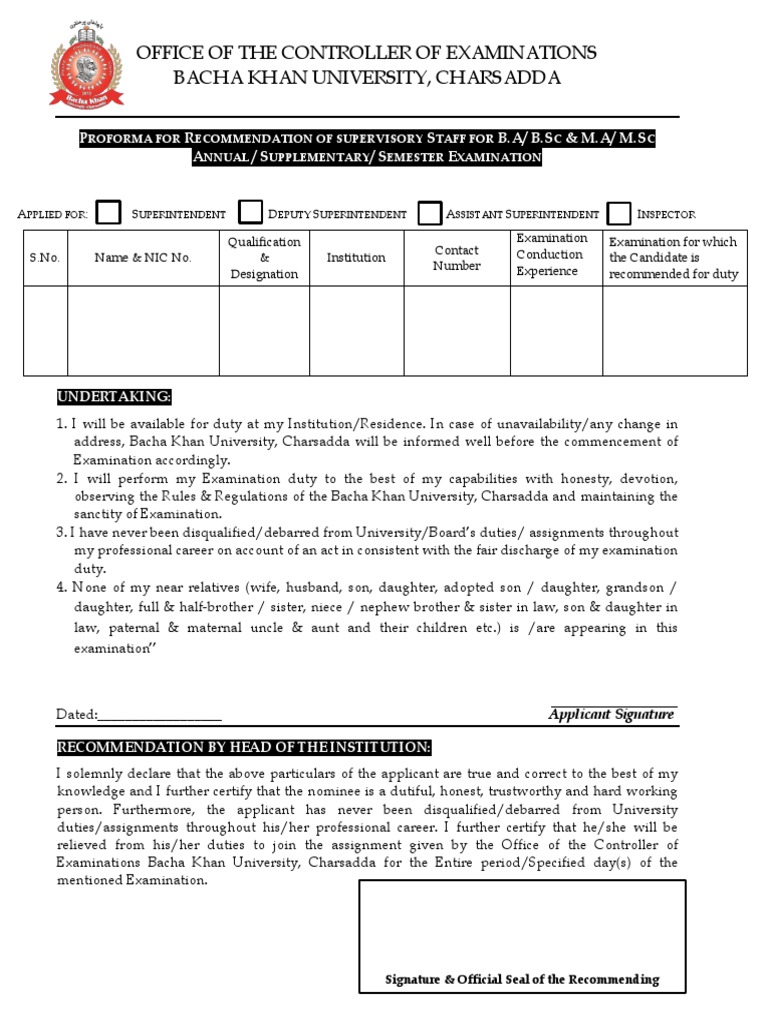 Supervisory Staff Duty Proforma | PDF | Social Institutions | Social ...