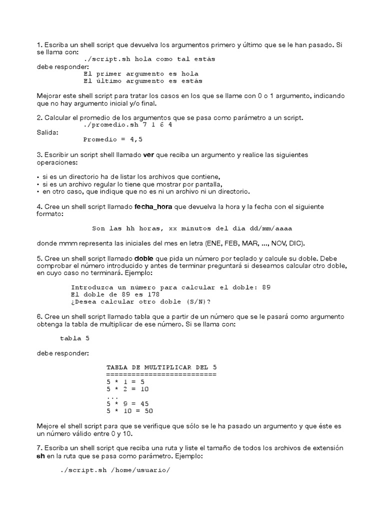 Ejercicios Shell Script | PDF | Archivo de computadora | Informática