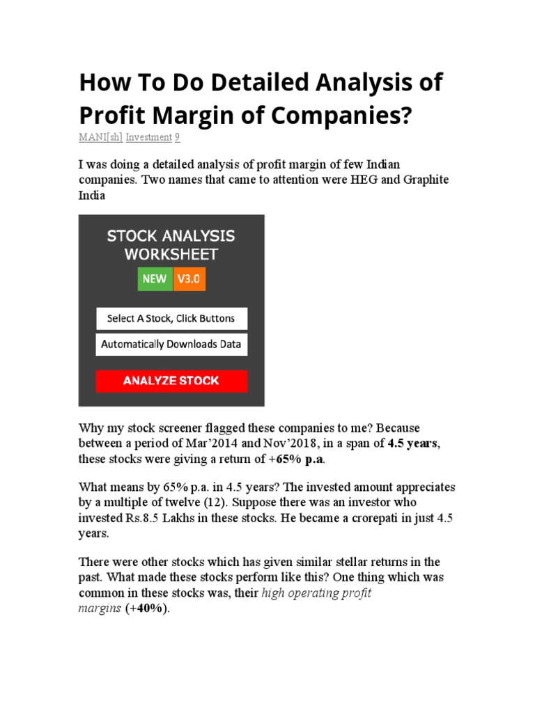 Detailed Analysis of Profit Margin | PDF | Market (Economics) | Business