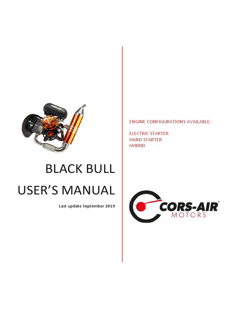 Black Bull User'S Manual: Engine Configurations Available: Electric ...