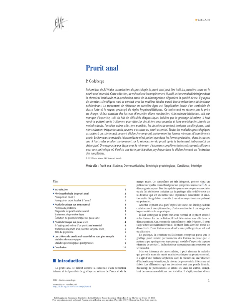 Prurit Anal | Download grátis PDF | Douleur | Spécialités médicales