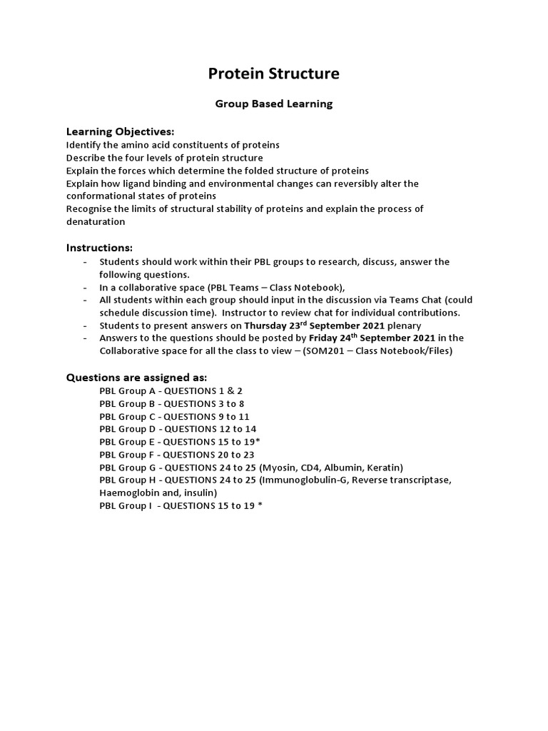 Protein Structure | PDF | Proteins | Protein Structure