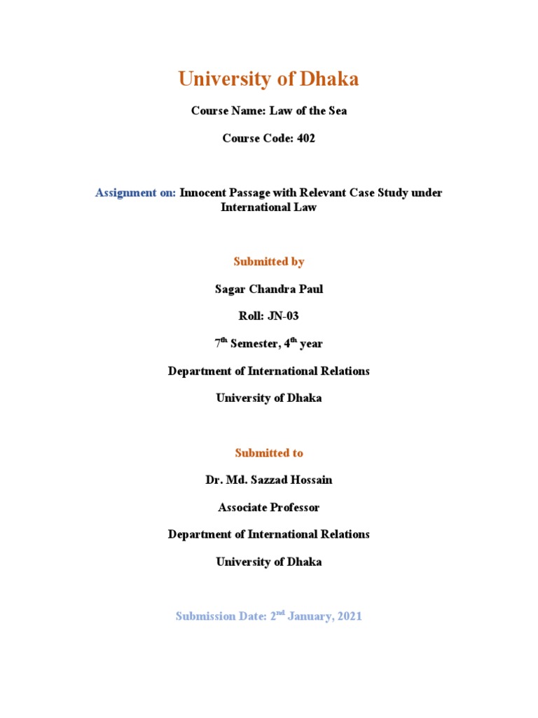 Innocent Passage Assignment | PDF | Territorial Waters | Jurisdiction