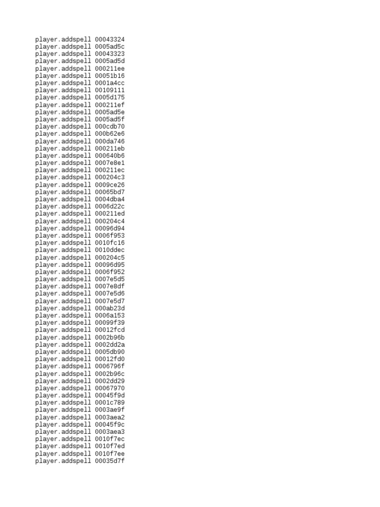 (Skyrim - Console Command) All Spells | PDF