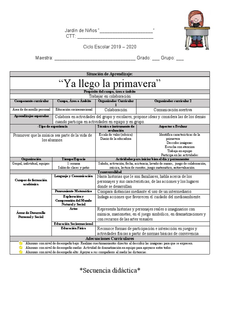 Actividades de Primavera para Jardín de Niños | PDF | Evaluación ...