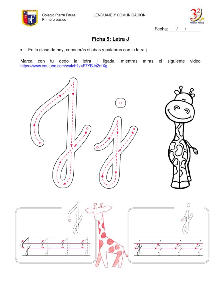 Ficha Didáctica: Letra J Ligada | PDF