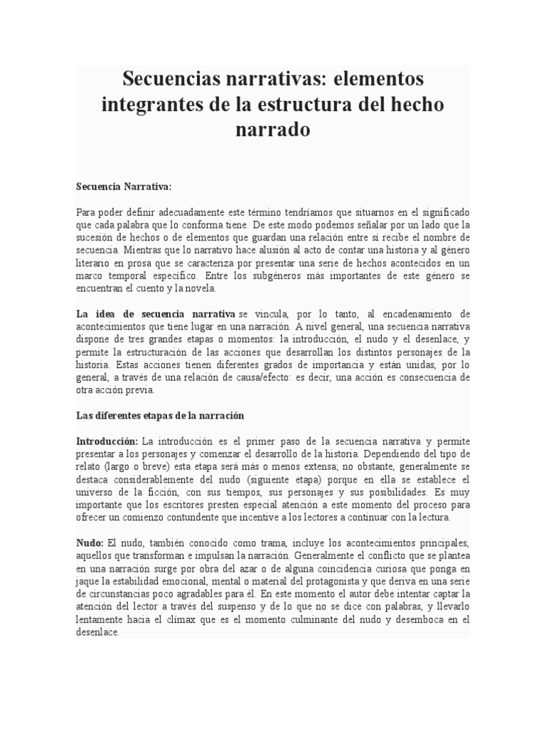 Estructura de la Secuencia Narrativa | PDF | Narrativa | Cuentos