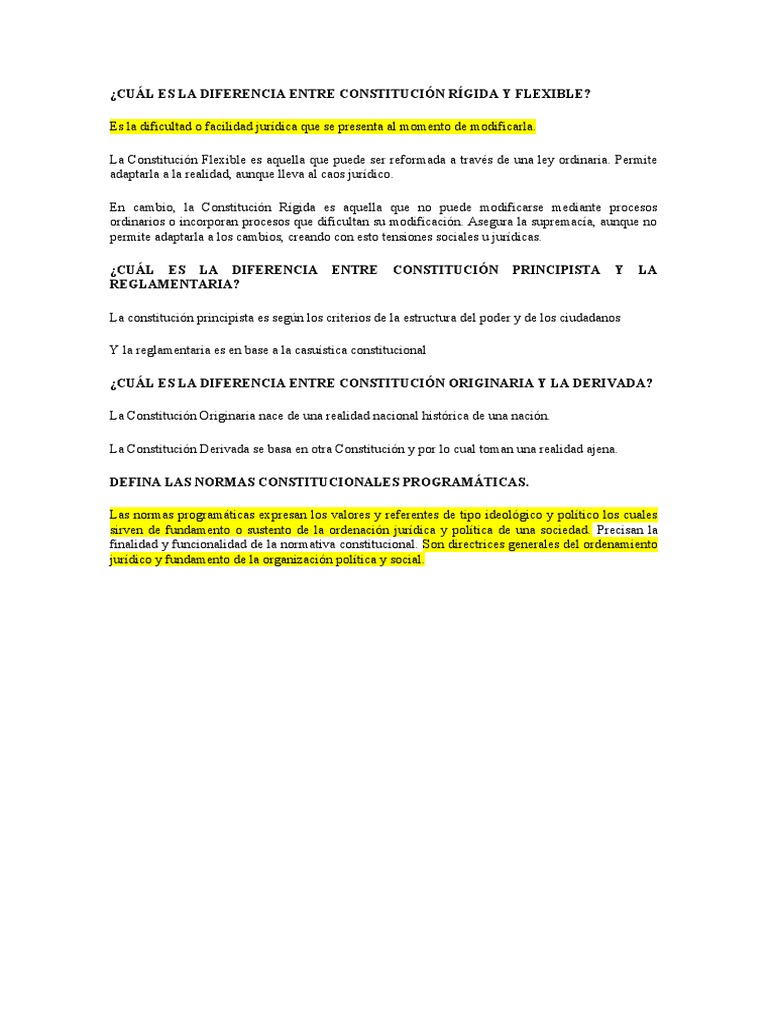 Cuál Es La Diferencia Entre Constitución Rígida y Flexible | PDF