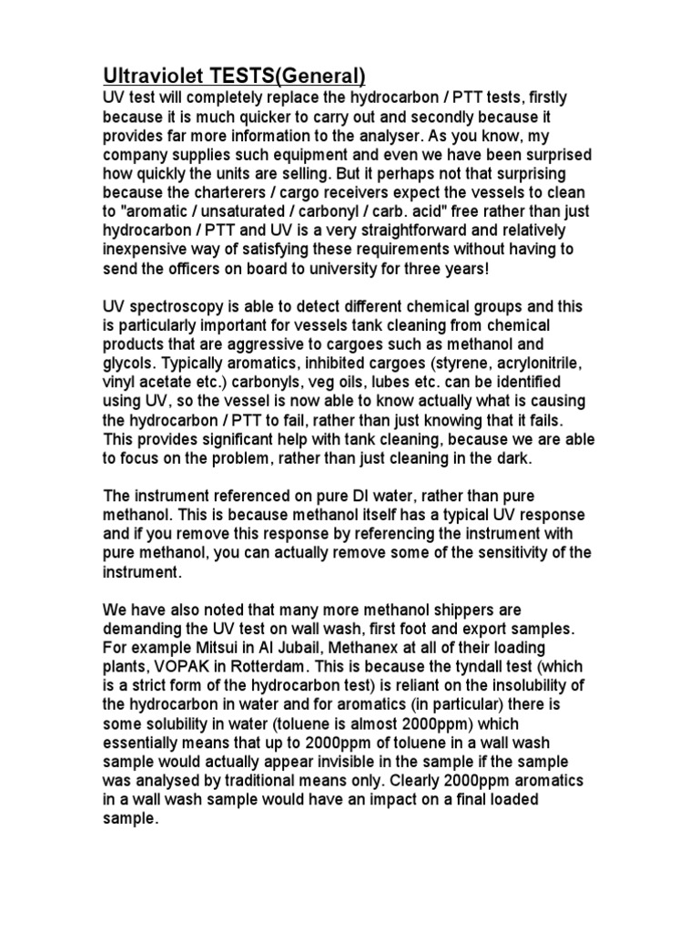Uv Tests | Download Free PDF | Ultraviolet–Visible Spectroscopy ...