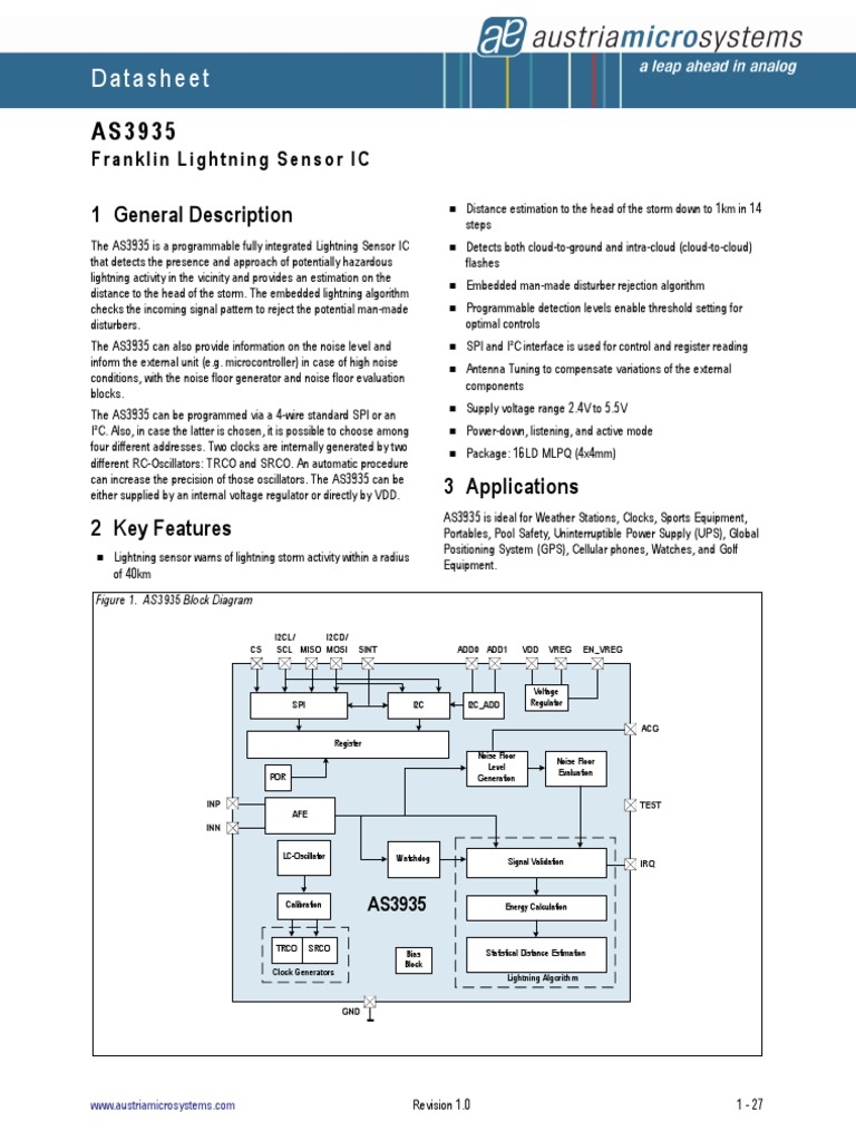 AS3935detector de Rayos | PDF | Electrostatic Discharge | Computer Engineering