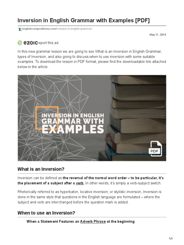 Types Of Inversion English Grammar Study English Learn Site In English