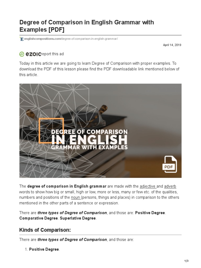 Degree of Comparison in English Grammar With Examples PDF | PDF ...