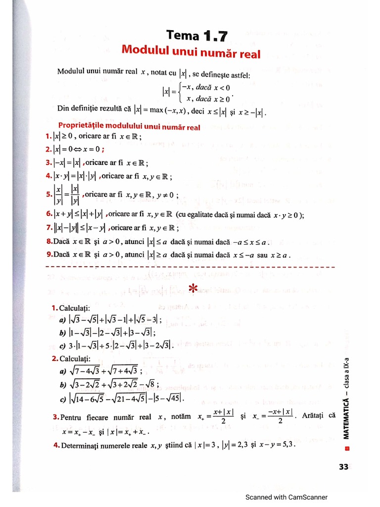 Modulul Unui NR Real Exercitii | PDF