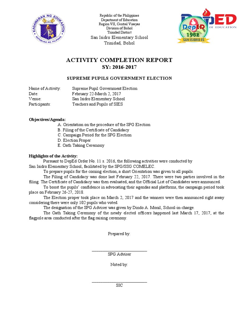 SPG Accomplishment Report - 2016-17 | PDF