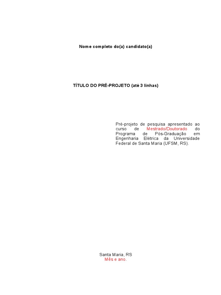 Modelo de Pre Projeto de Pesquisa 1 2021 | PDF | Mestrado