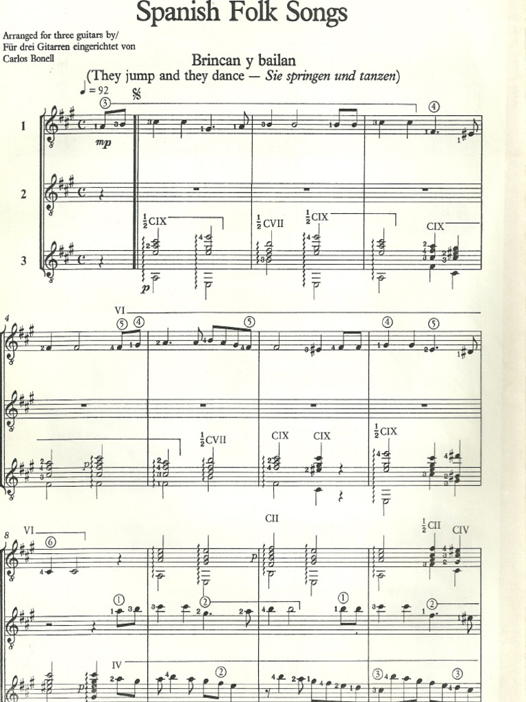 Spanish Folk Songs Arr. Carlos Bonell - 3 GUITARRAS | PDF