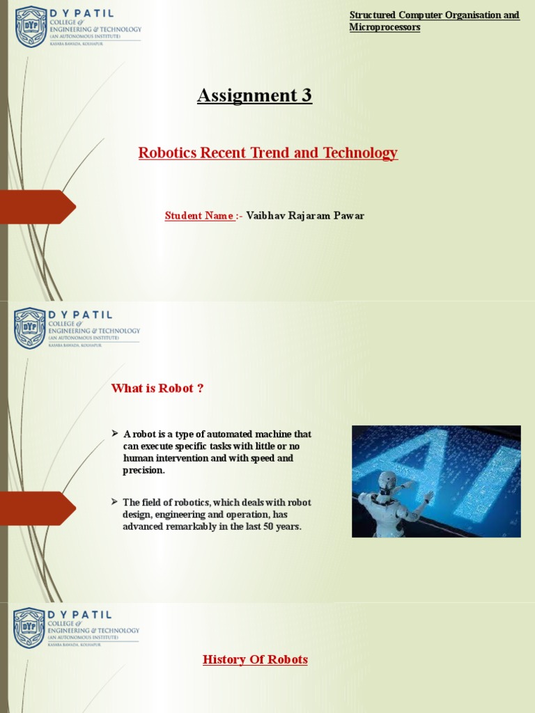 Assignment 3: Robotics Recent Trend and Technology | Download Free PDF ...