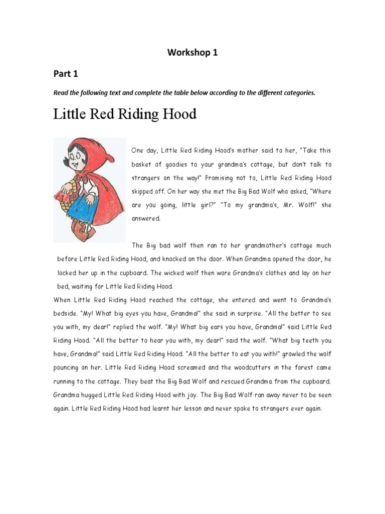 Little Red Riding Hood | PDF | Little Red Riding Hood | Verb